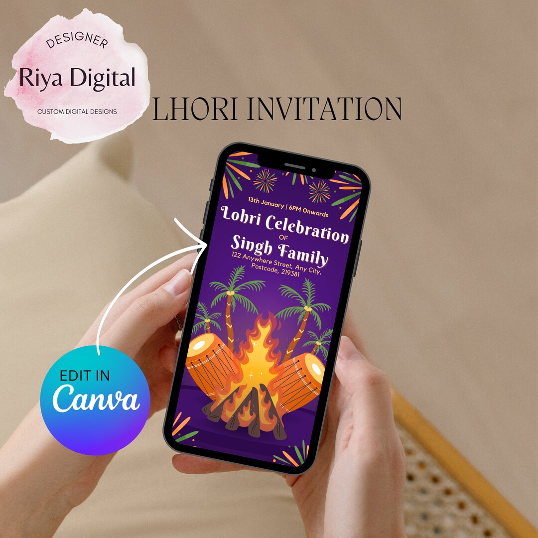Editable Video Invitation Lohri Invite 1st Lohri Invitation Lohri Party ...