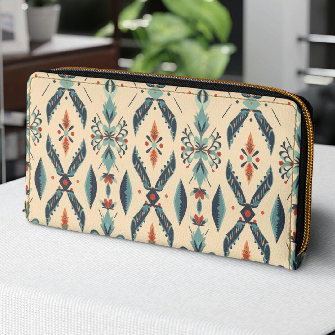 Boho Aztec Zipper Wallet, Western Accessories Coin Purse Clutch Bag ...