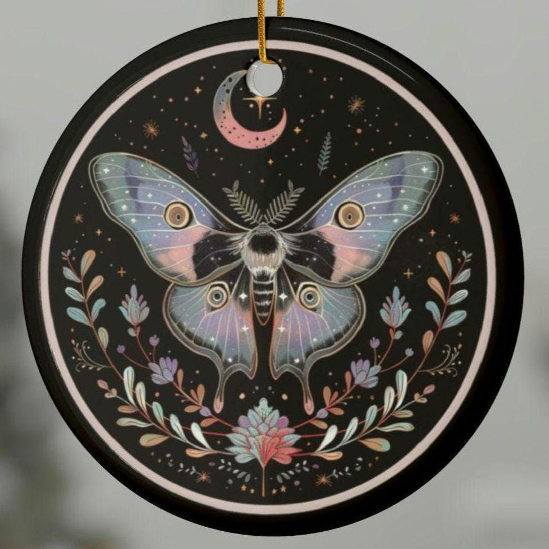 Moth Ceramic Ornaments, 2-side Print, Dark Academia, Moth Ornament ...