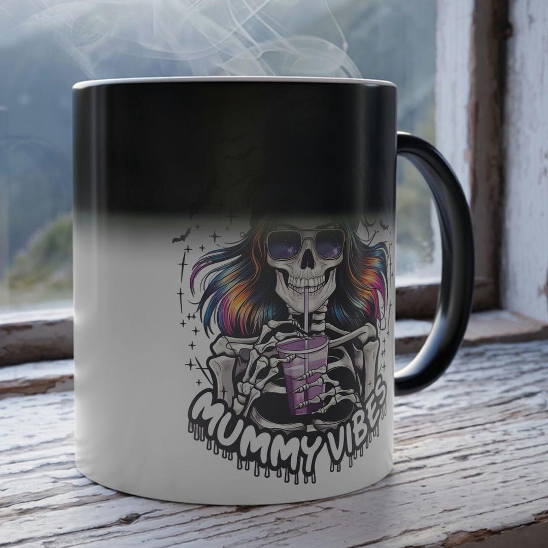 Spooky Boho Skeleton Girl Color Morphing Mug, Gothic Queen - Etsy