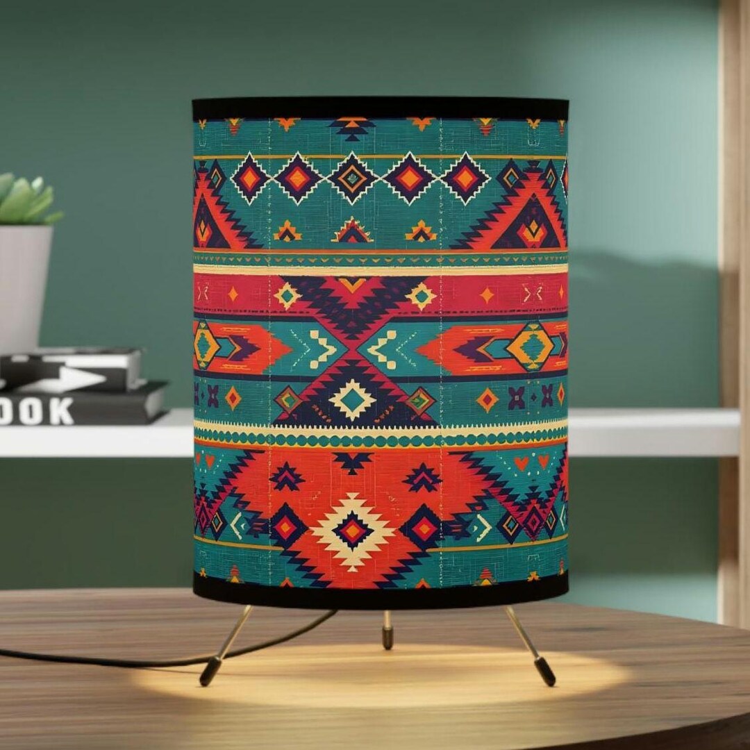 Southwestern Table Lamp, Aztec Western Decor Tripod Lamp, Scandanavian ...
