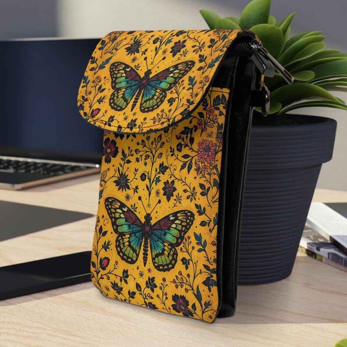Moth Crossbody Phone Wallet: Dark Academia Goth Shoulder Bag - Etsy