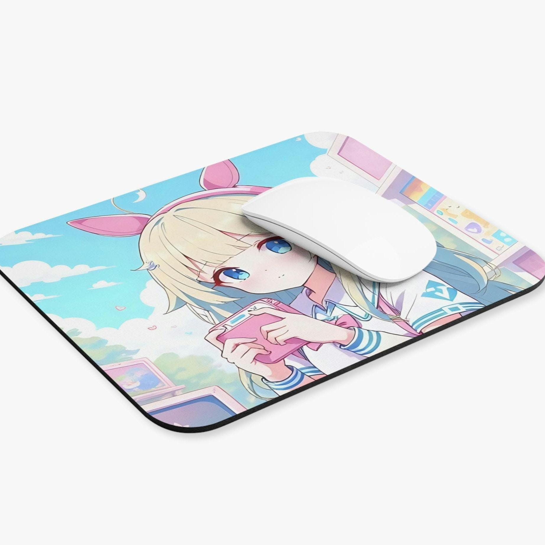 Cute Anime Gamer Mouse Pad - Pastel Aesthetic Tech Accessory, Perfect ...