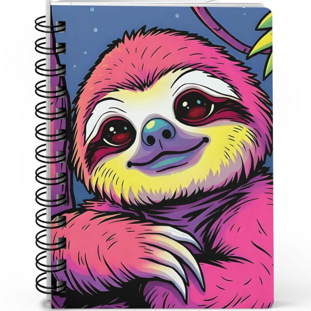 Cute Sloth Spiral Bound Journal, Sloth Art Notebook, Travel Diary ...