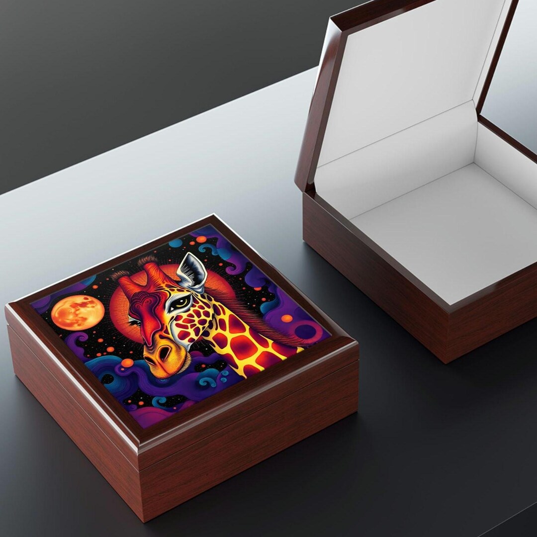 Psychedelic Giraffe Jewelry Box: Boho Wooden Trinket Holder - Etsy