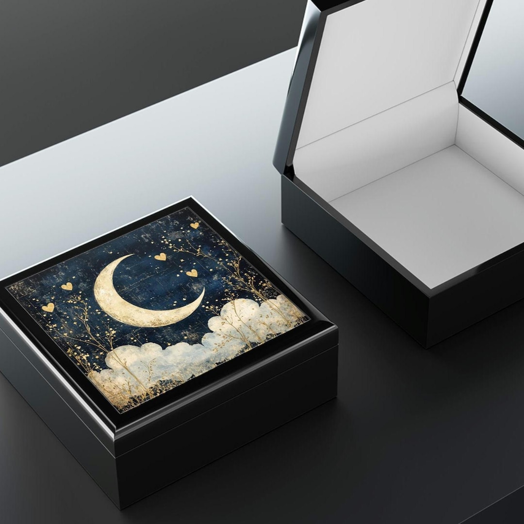 Celestial Trinket Box, Moon Jewelry Box, Lunar Stash Box, Night Sky ...