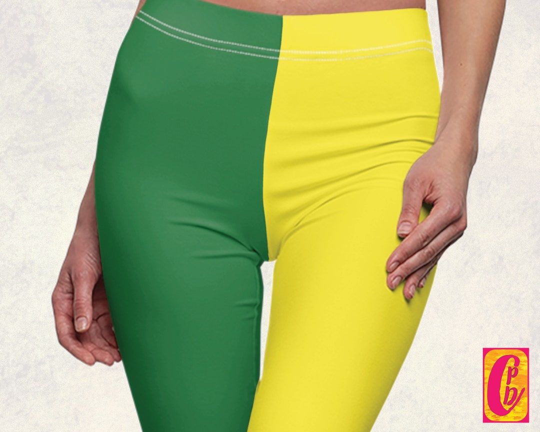 Two-tone Leggings, Fun Workout Leggings, Colorful Yoga Pants, Bright ...