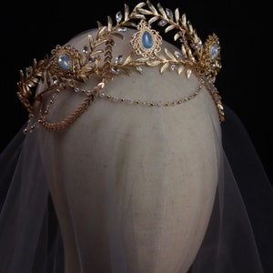 Golden Leaf Wedding Crown With Opal,laurel Leaf Tiara,bridal Crown Tiara, Carnival, Mardi Gras ...