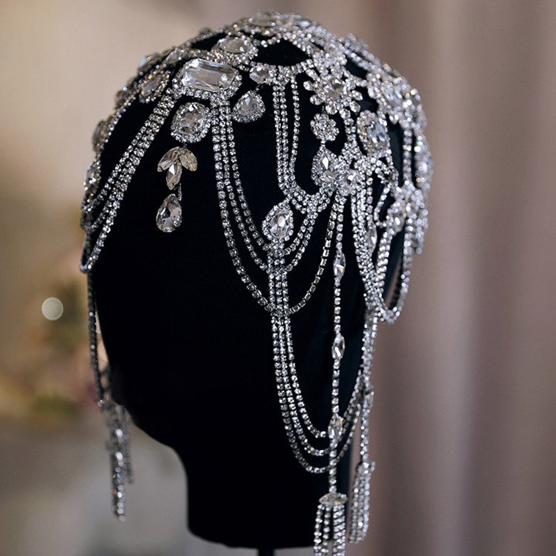 Rhinestone Headpieces Jewelrybrides Costume Crystal Head Chainheadpiece ...