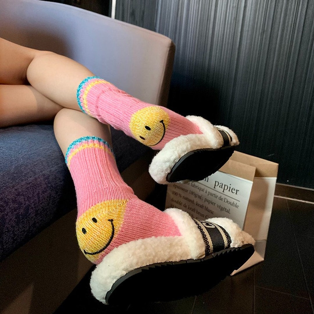Cute Smiley Socksemoji Smile Sock/cotton Crew Socks/happy Sock ...
