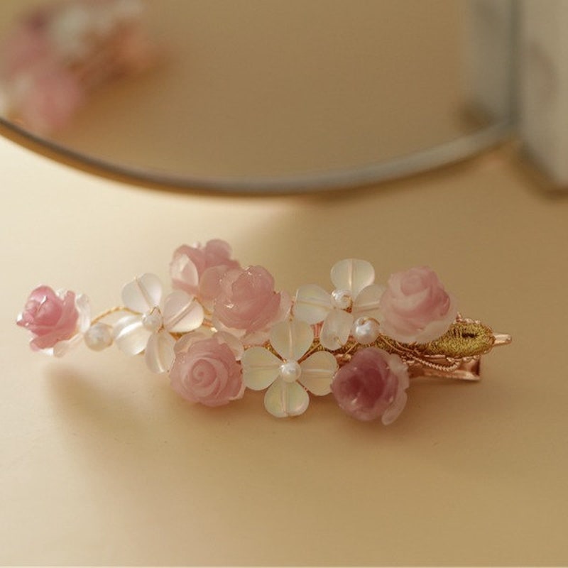 Pink Hair Flower - Etsy