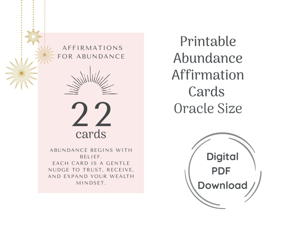 Abundance Affirmation Cards — Printable Oracle Deck (22 Cards | A4 PDF ...