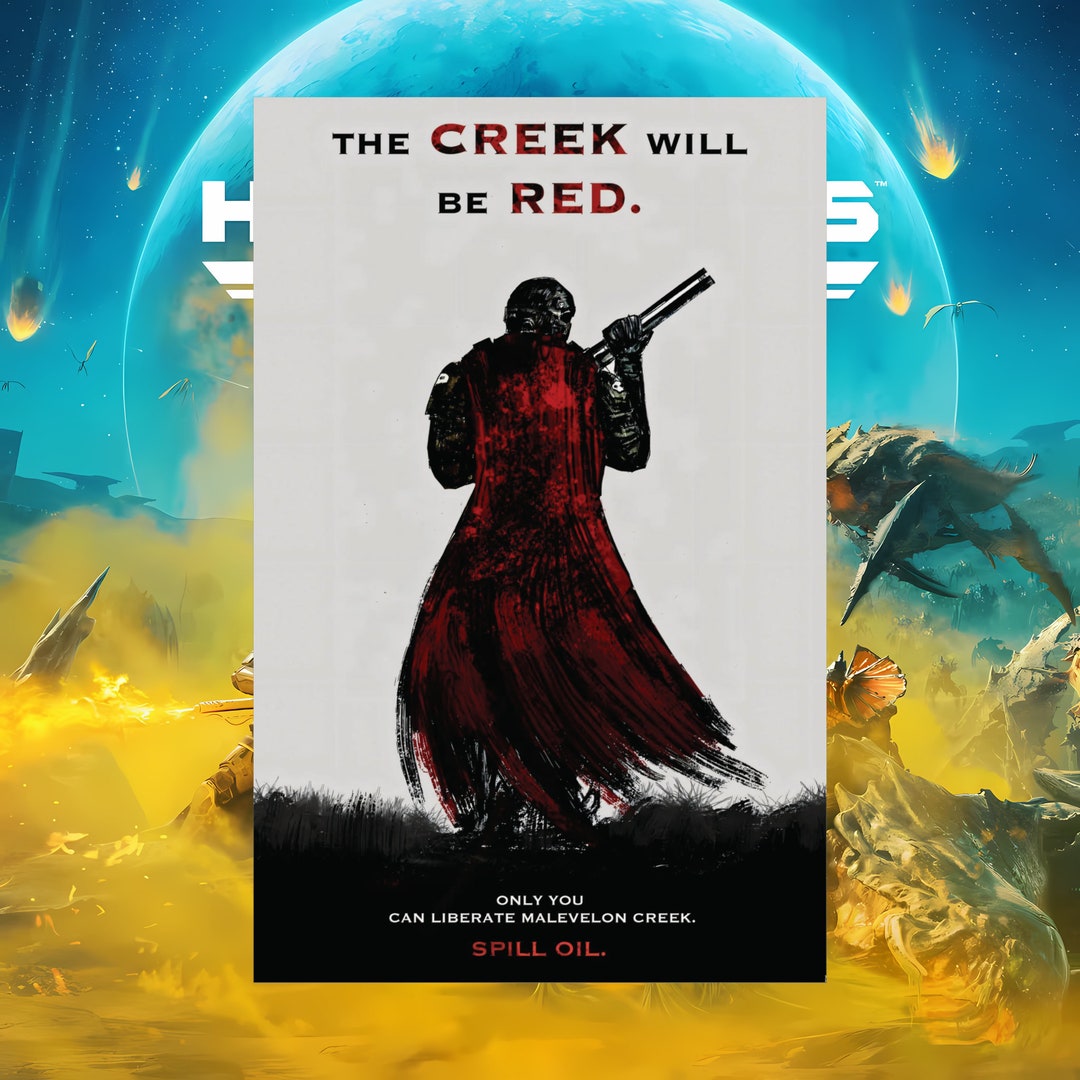 Helldivers 2 Poster Gritty Malevelon Creek Campaign Spill Oil Inspiring ...