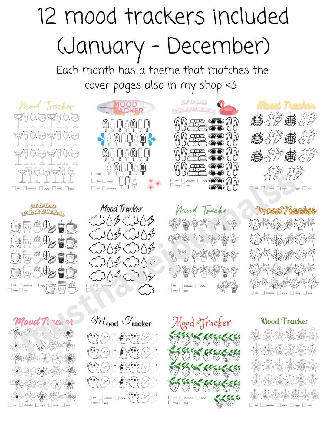 Mood Trackers Bullet Journal Pages - Etsy