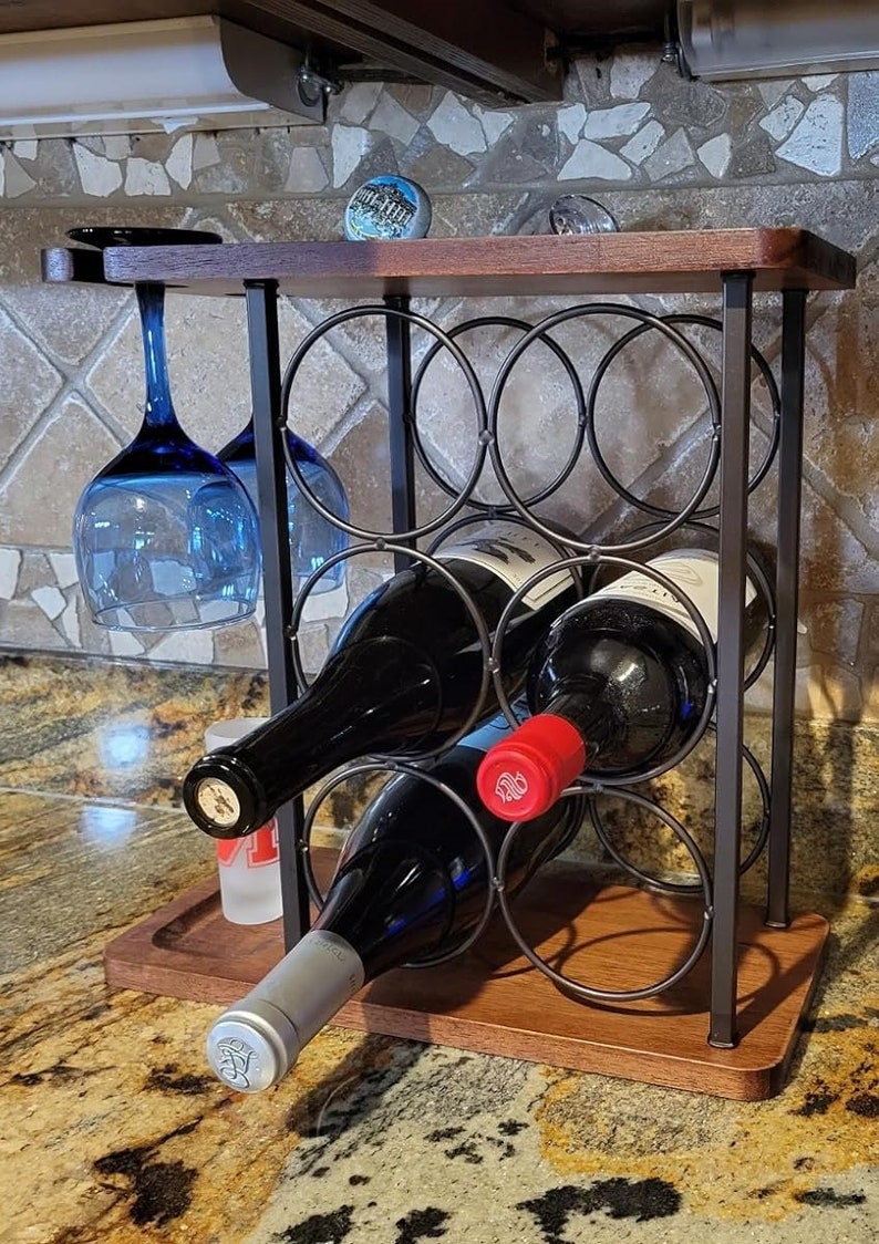 Stylish Wine Holder and Glasses Rack W/ Tray Wooden Wine Racks ...