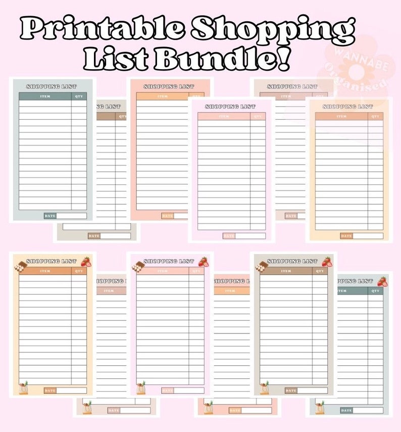 Minimalist Printable Shopping List Bundle 12 Pages - Etsy