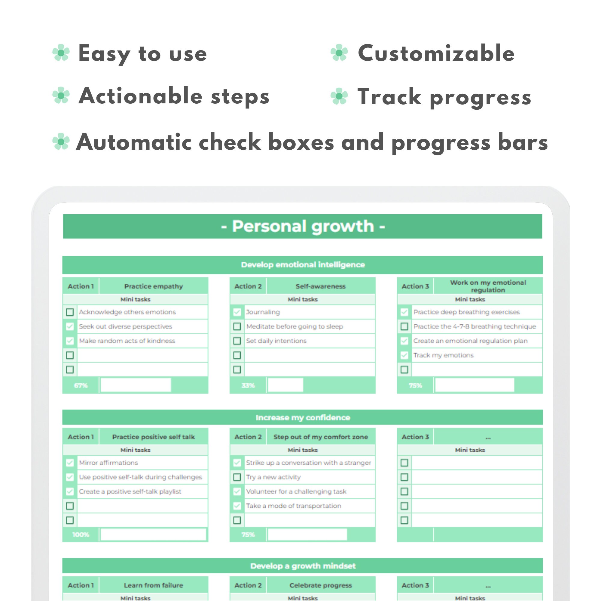 Best Goals Setting and Tracking Tool Green - Etsy