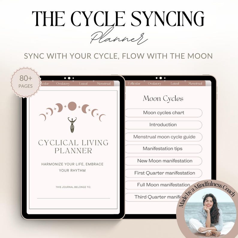 Cycle Syncing Digital Planner for Goodnotes: Moon Journal & Period ...