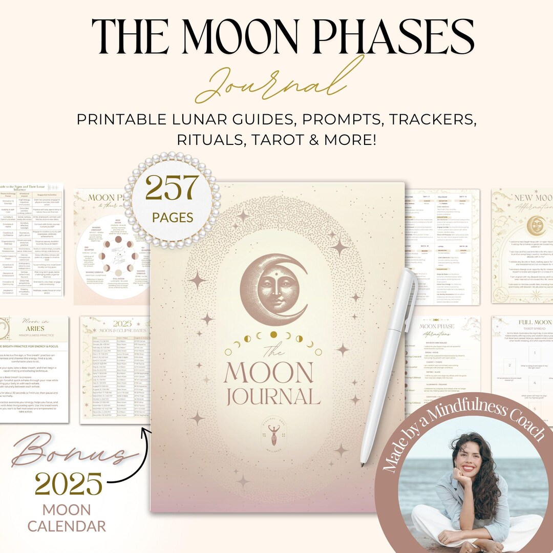 2025 Moon Phases Journal | Lunar Calendar, Zodiac Prompts, Spell ...