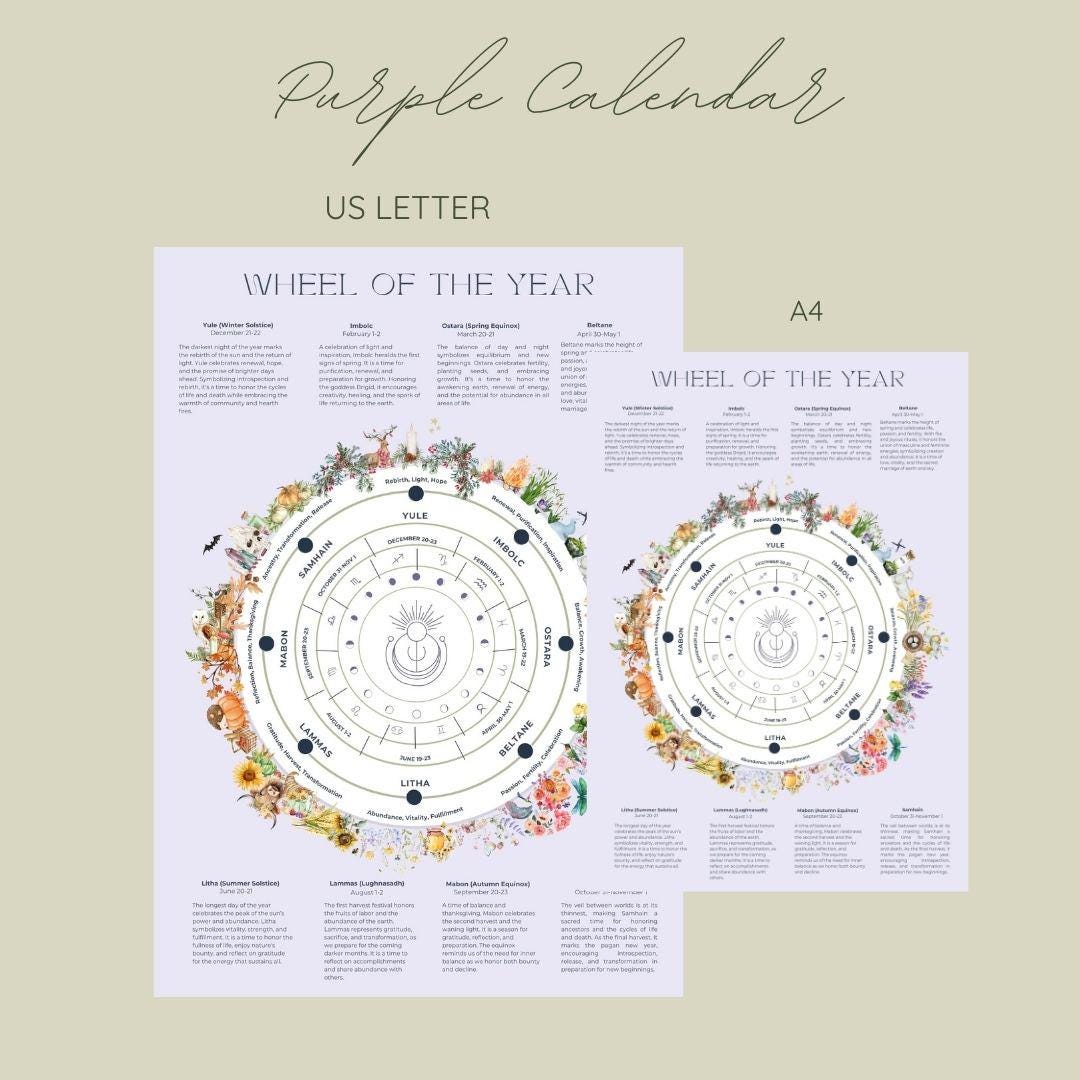 Wheel of the Year Poster: Sabbats Calendar, Pagan Decor (digital ...