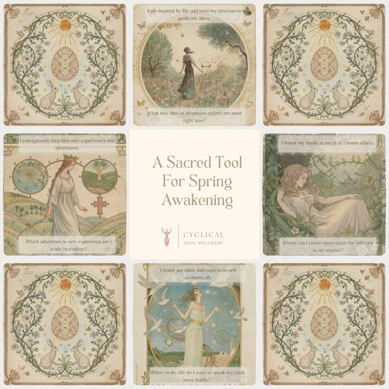 Spring Equinox Affirmation Cards, Ostara Ritual Deck, Women's Circle ...