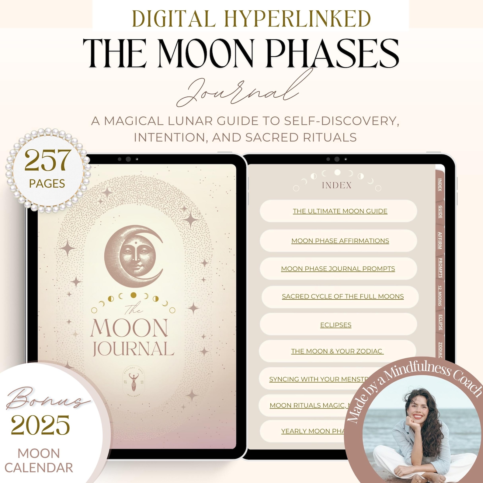 Digital Moon Phases Journal 2025 Moon Calendar, Zodiac, Moon Magic ...