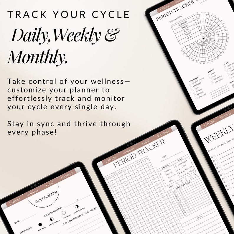 Cycle Syncing Digital Planner for Goodnotes: Moon Journal & Period ...