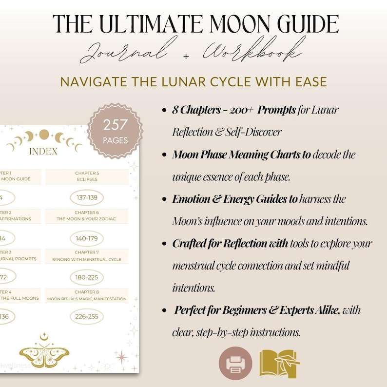 Moon Journal Ritual Workbook: Lunar Phases, Full Moon Prompts, Cycle ...