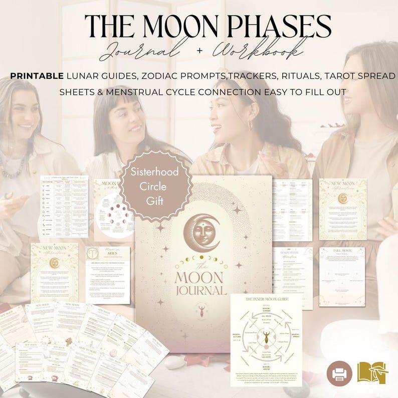Moon Journal Ritual Workbook: Lunar Phases, Full Moon Prompts, Cycle ...