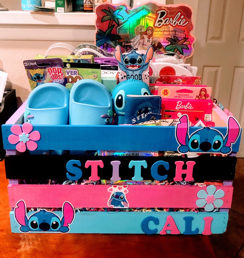 Stitch, Barbie and Hello Kitty Themed Birthday Crate - Etsy