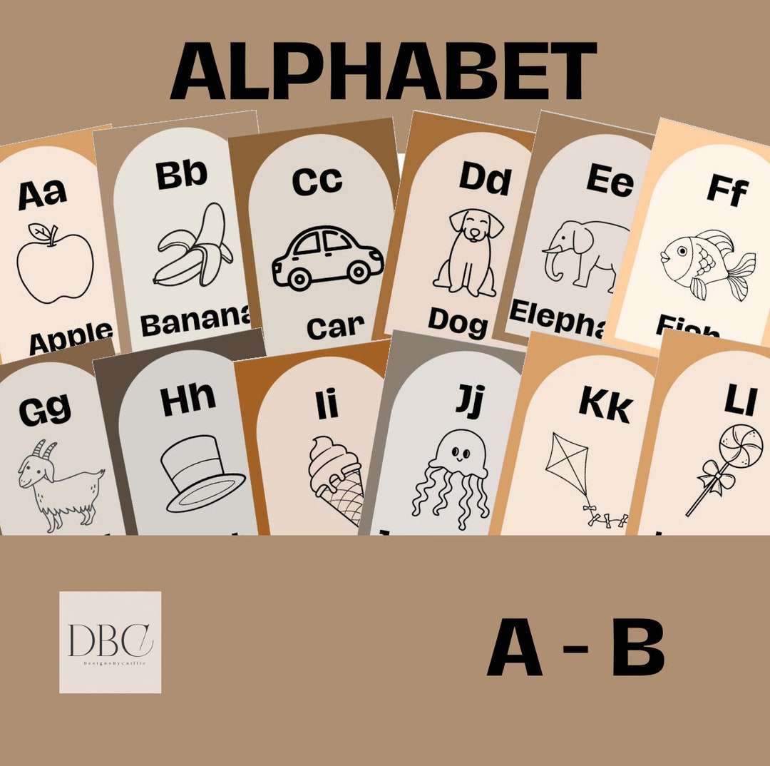 BROWN ALPHABET POSTER - Etsy