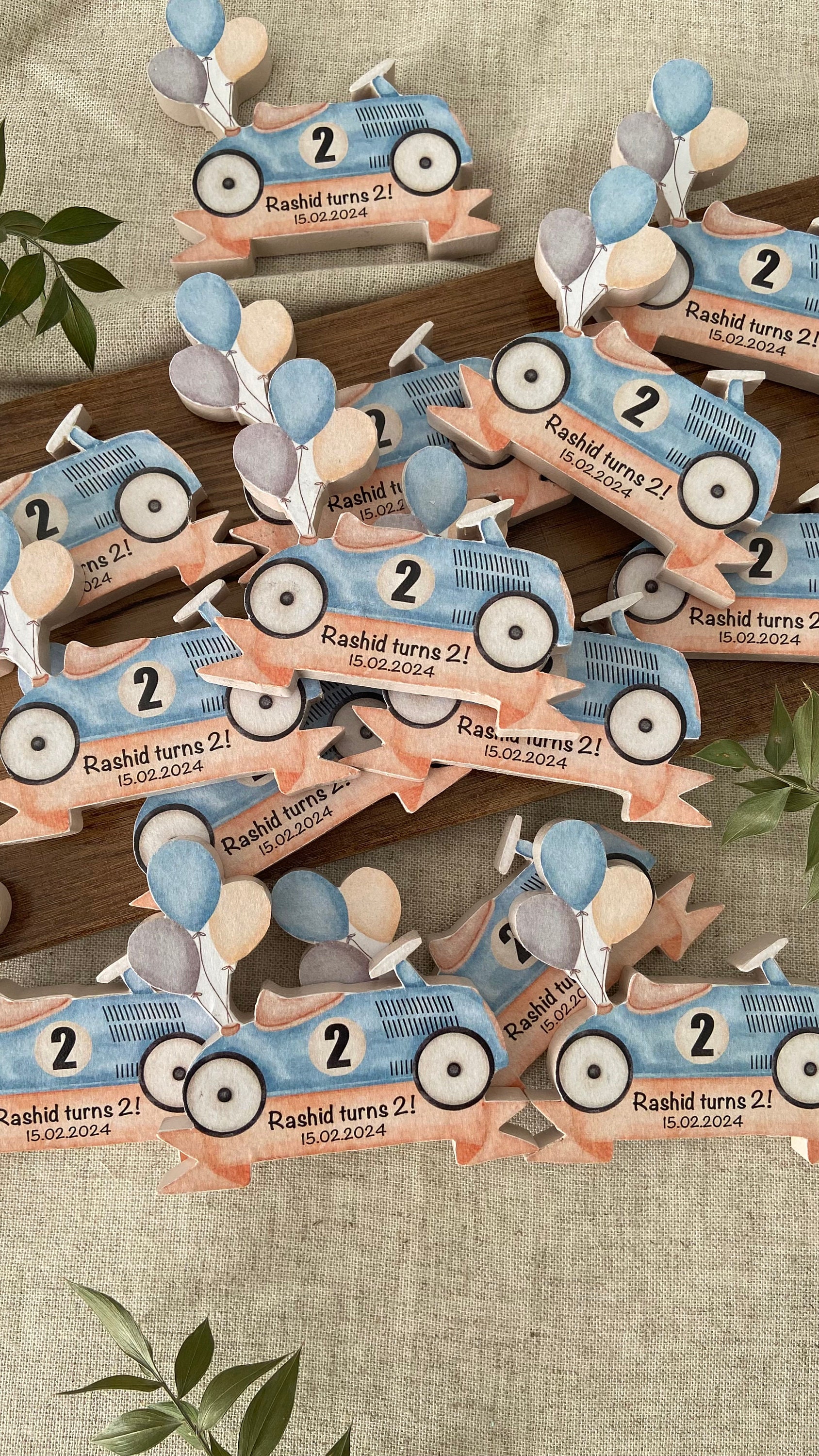 Classic Race Car Birthday Party Favors, Custom Wood Magnet, First ...
