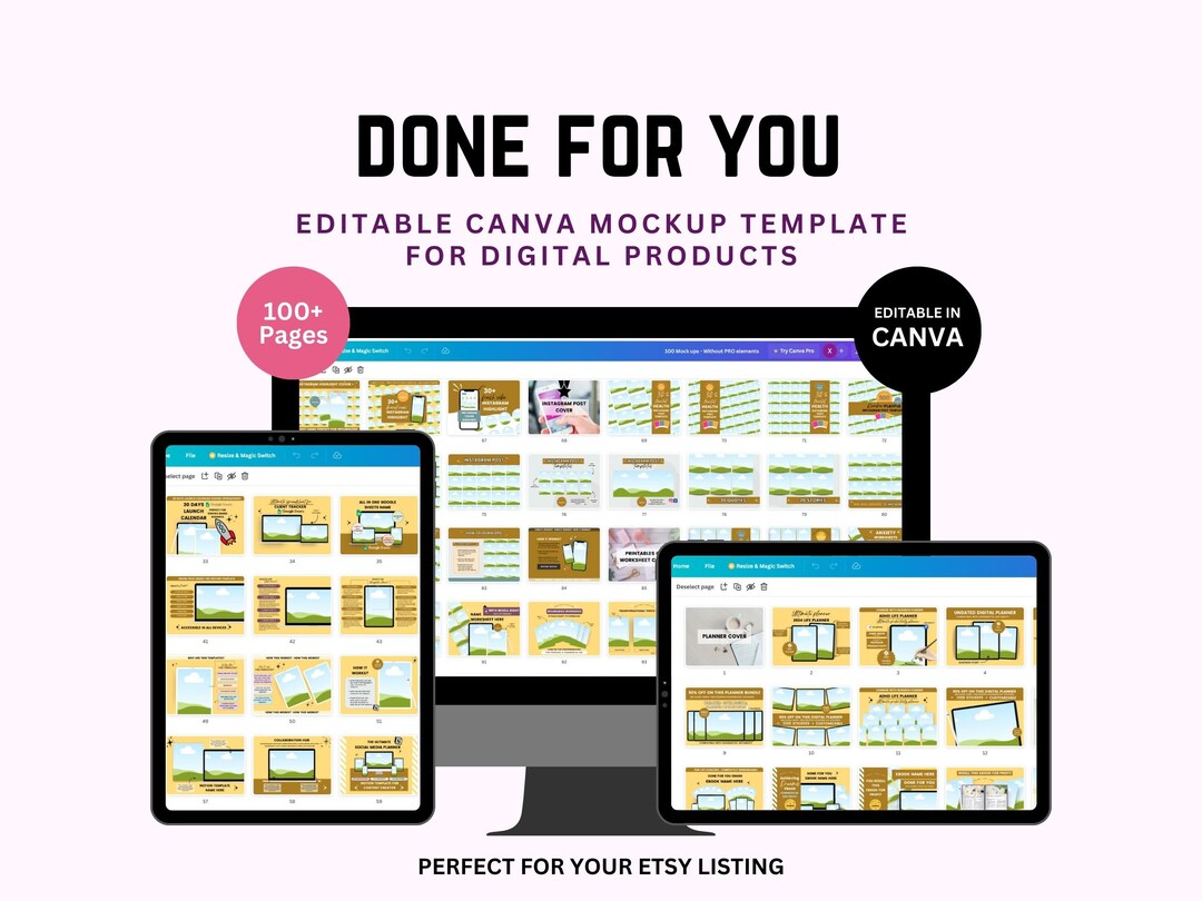 100 Superb Editable Canva Mockup Template for Digital Products Planners ...
