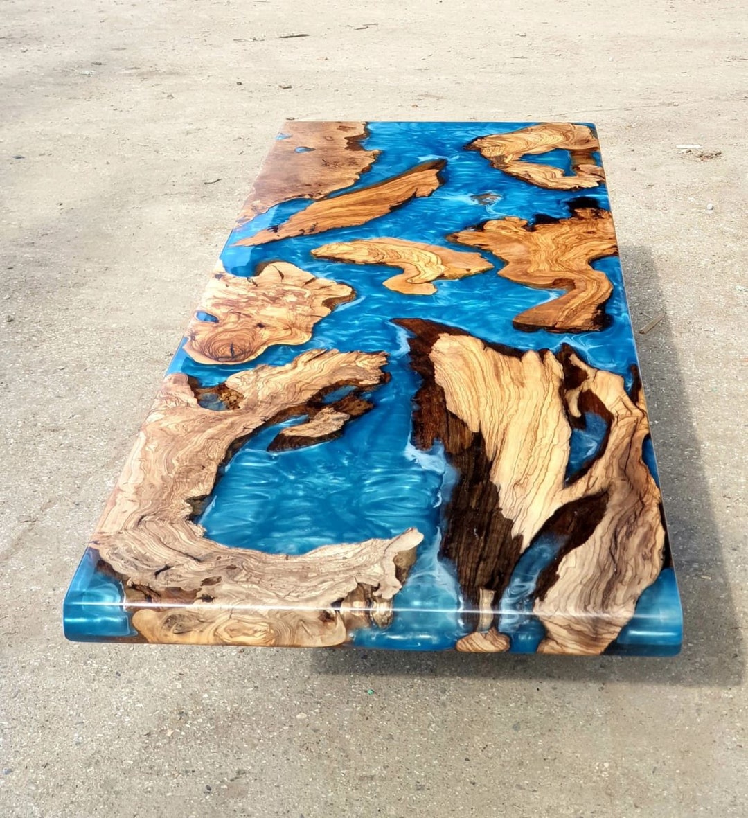 Olive Tree Teal Epoxy Table - Etsy