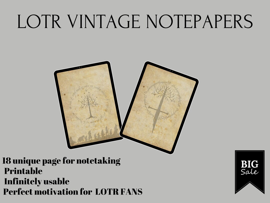 LOTR Vintage Note Papers - Etsy