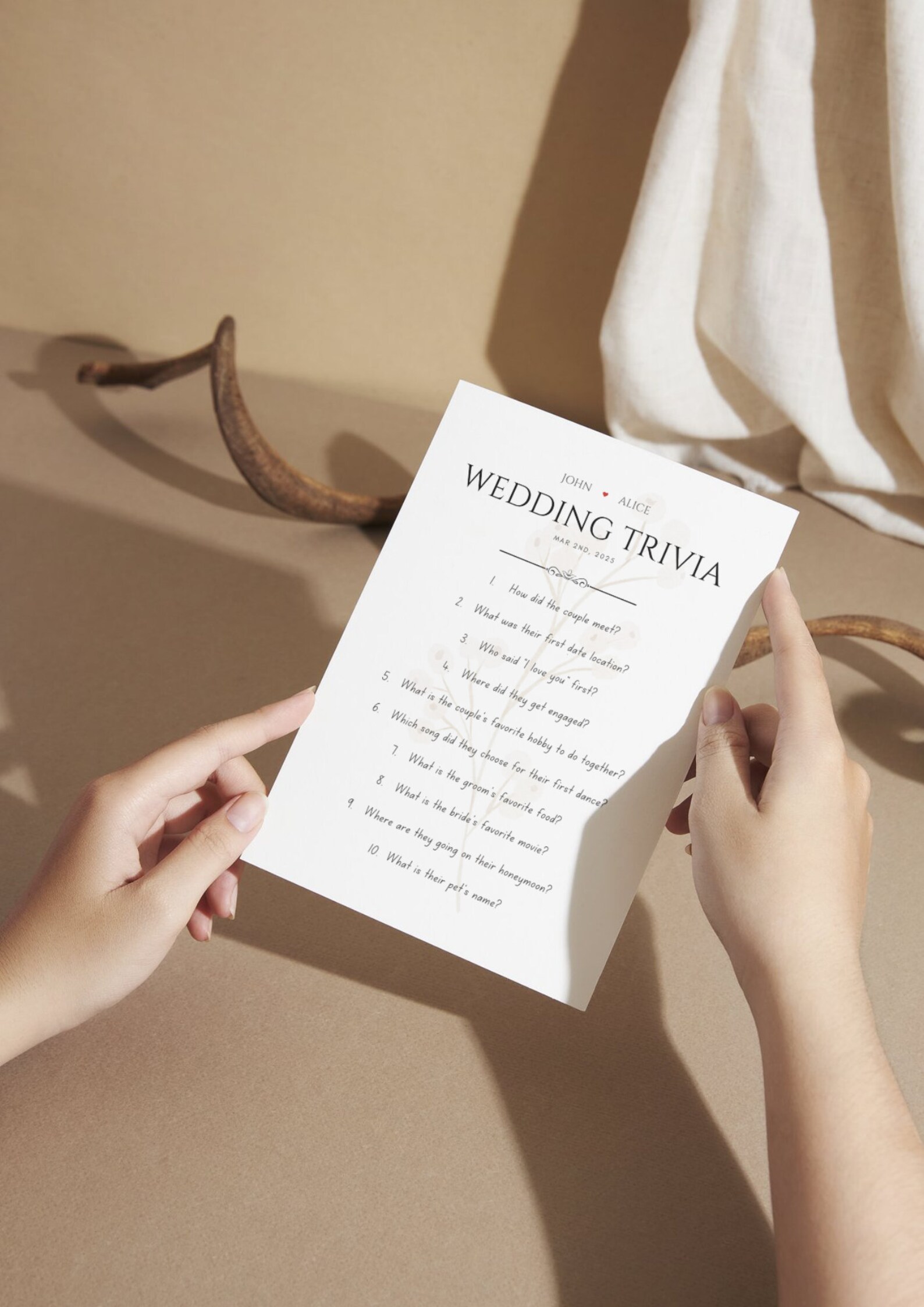 Customizable Wedding Table Trivia Cards Fun Facts & Questions for Guest ...