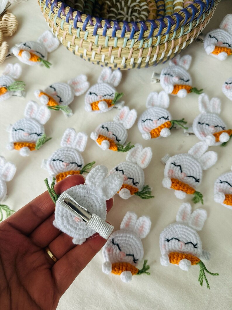 Cute Rabbit Hair Claw Clips, Crochet Animal Hair Clips, Animal Jewerly ...