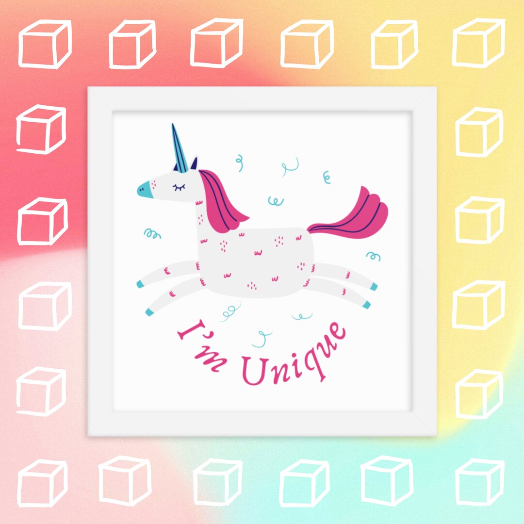 Framed Poster i'm Unique Cute Prints Mindful Print Baby Shower Gift ...