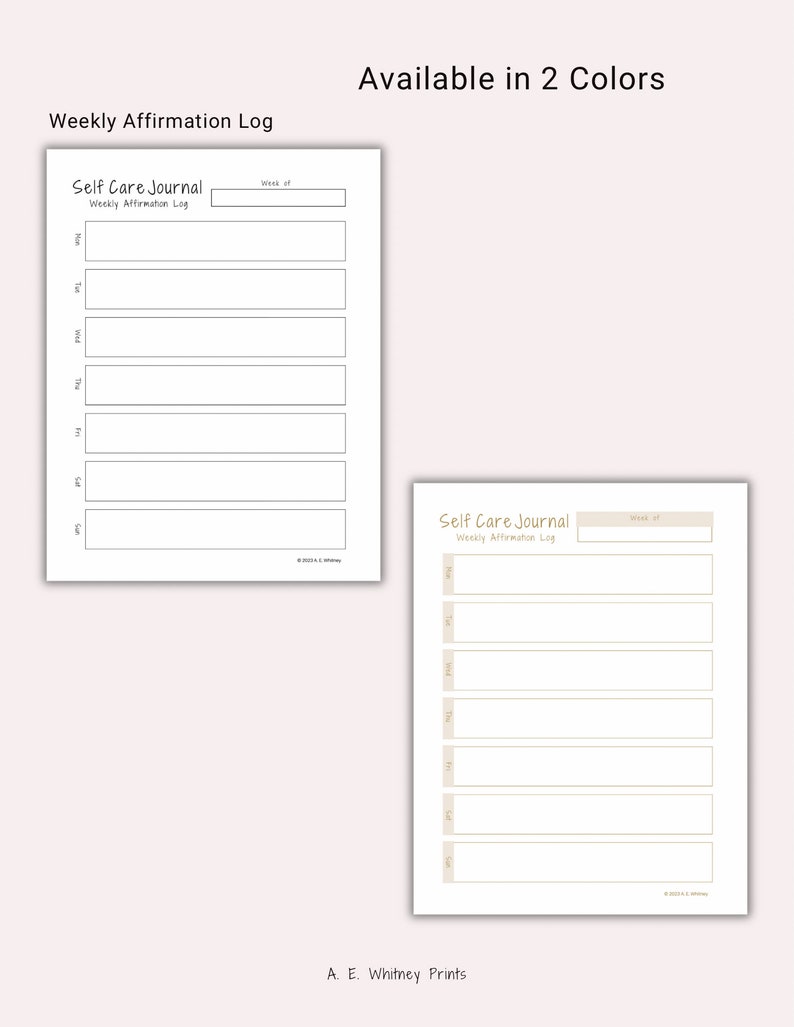 Weekly Affirmation Log Printable Daily Journal Page - Etsy
