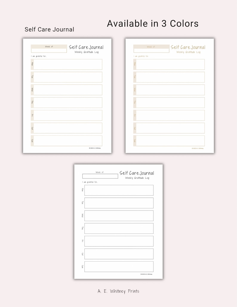 Weekly Self Care Journal Affirmation Log, Mood Tracker, Daily Gratitude ...
