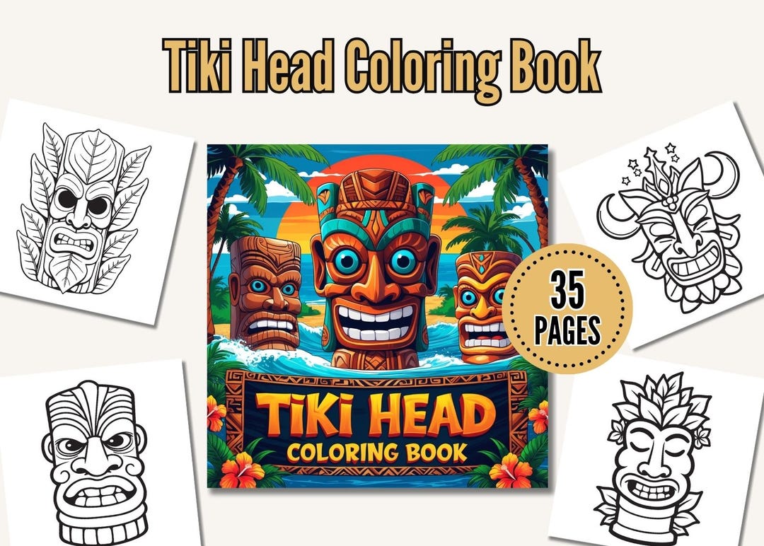 Tiki Head Coloring Book Bold and Easy Designs for Relaxation ...