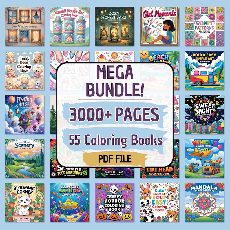 3000+ Coloring Pages Mega Bundle, Coloring Book Bundle, Girl Moments ...