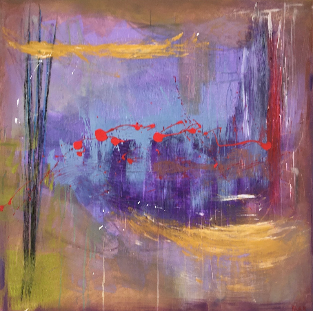 Storm Abstract Painting: Acrylic, Chalk & Sand on Canvas (39x39) - Etsy
