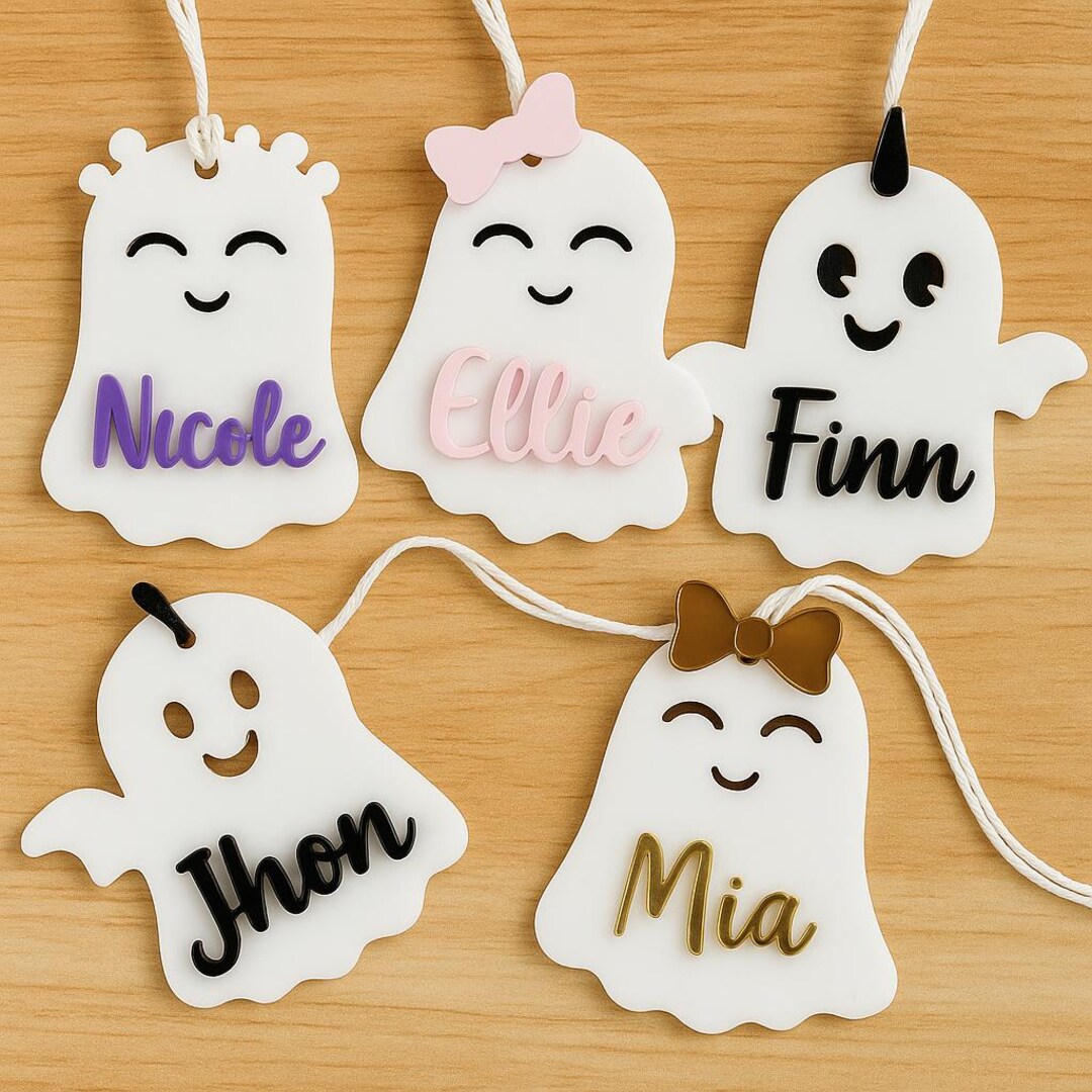 Custom Ghost Name Tag • Acrylic Halloween Treat Bag Favor - Etsy