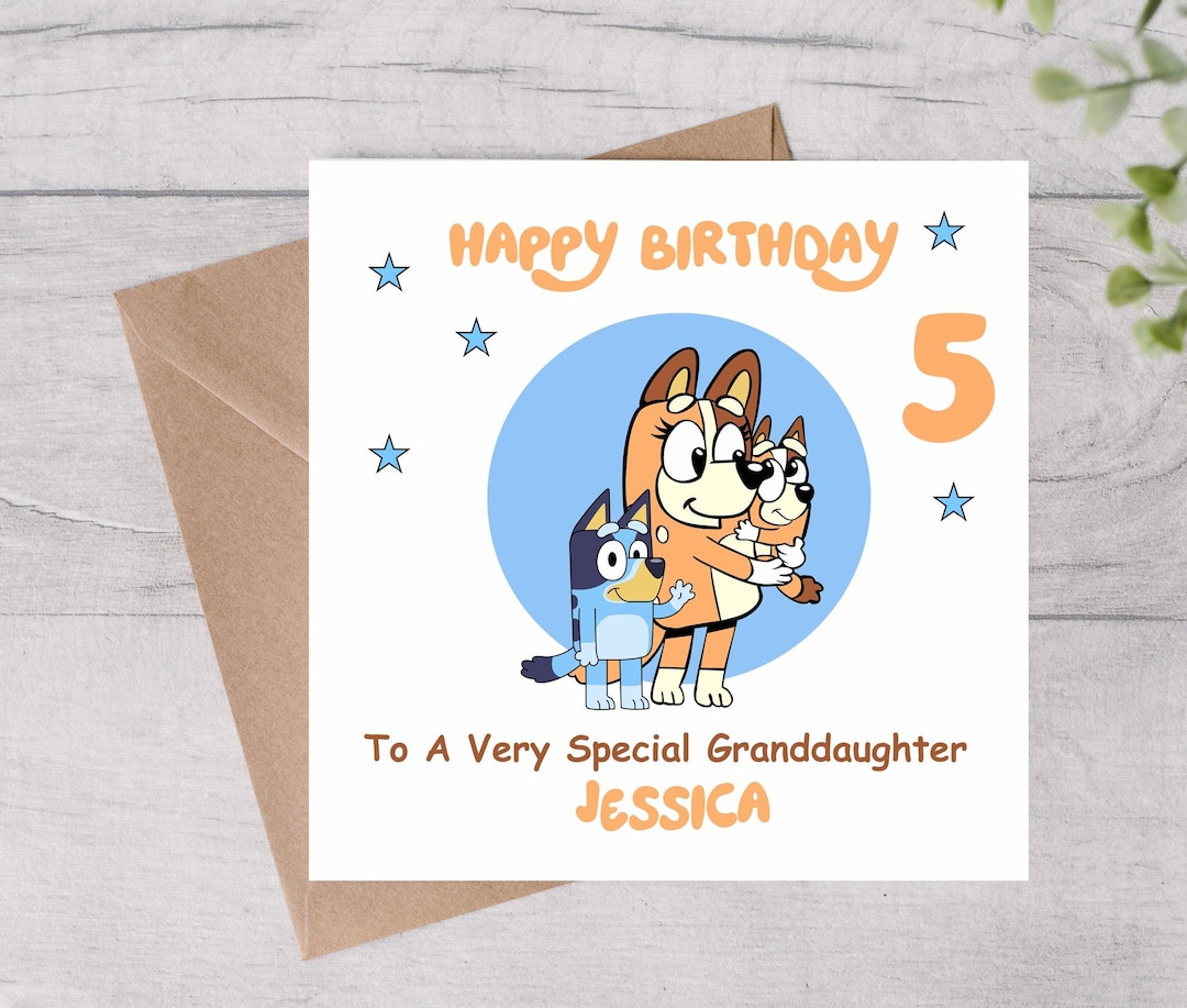 Personalised Bluey Birthday Card, Children's Greeting Card for Any ...