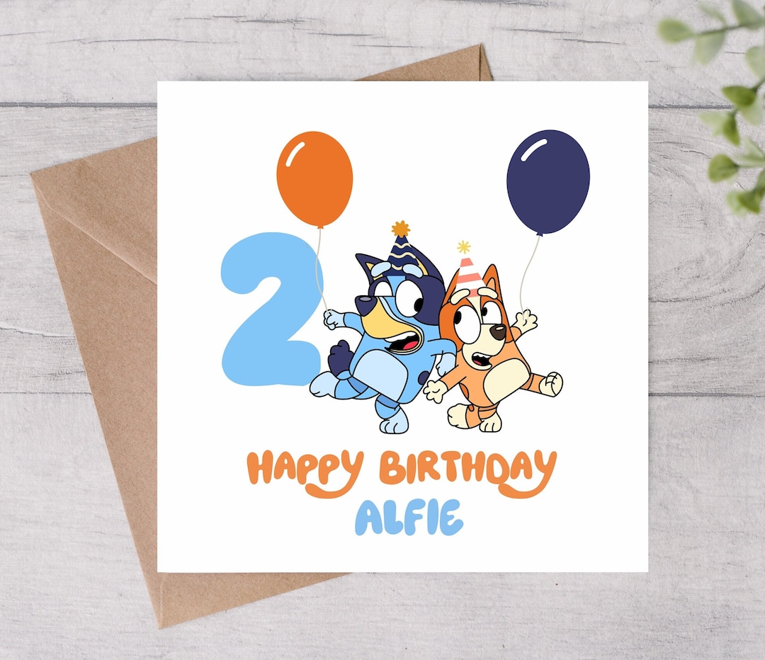 Personalised Bluey Themed Birthday Card, Bluey Greeting Card for Son ...