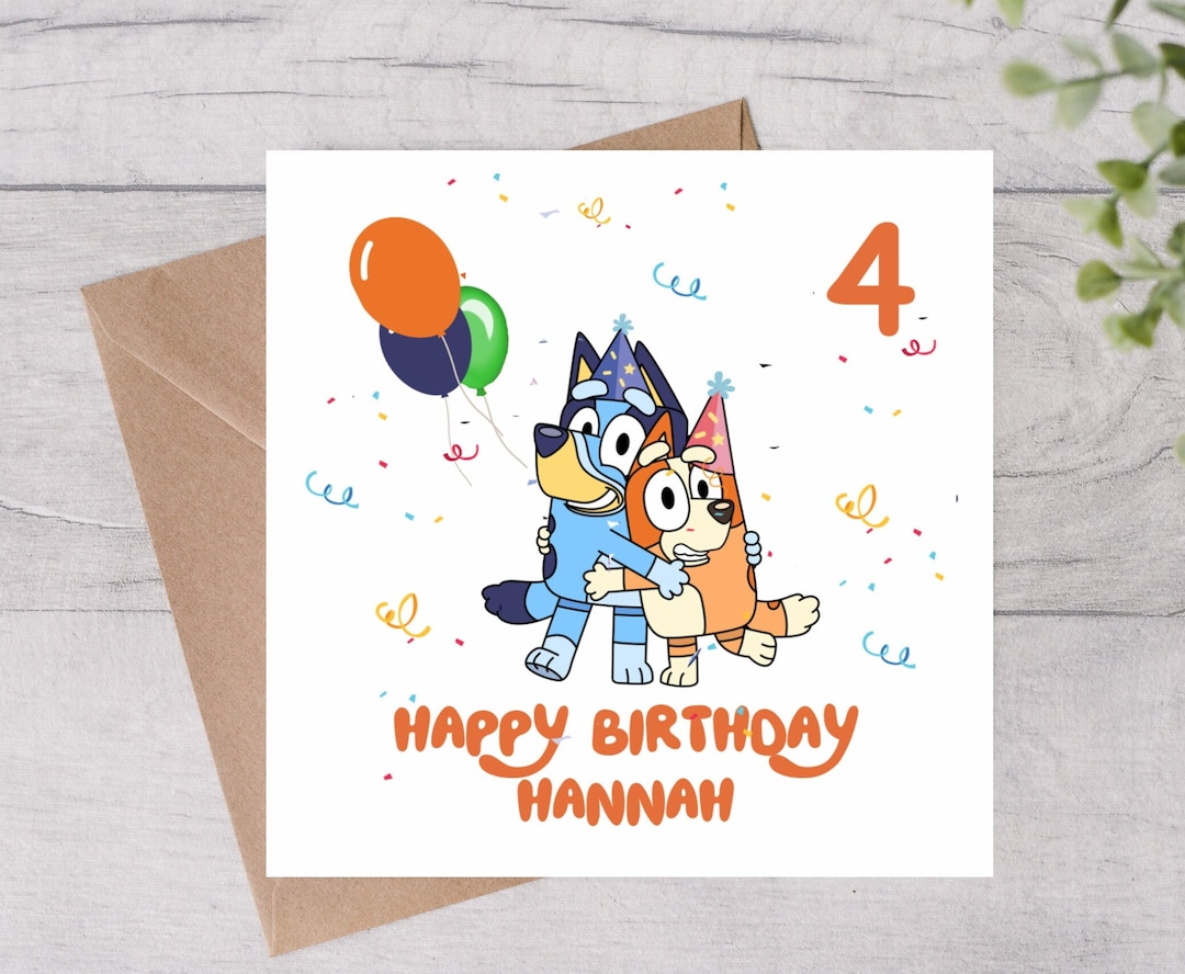 Bluey Themed Birthday Card, Personalised Greeting Card for Any Relation ...