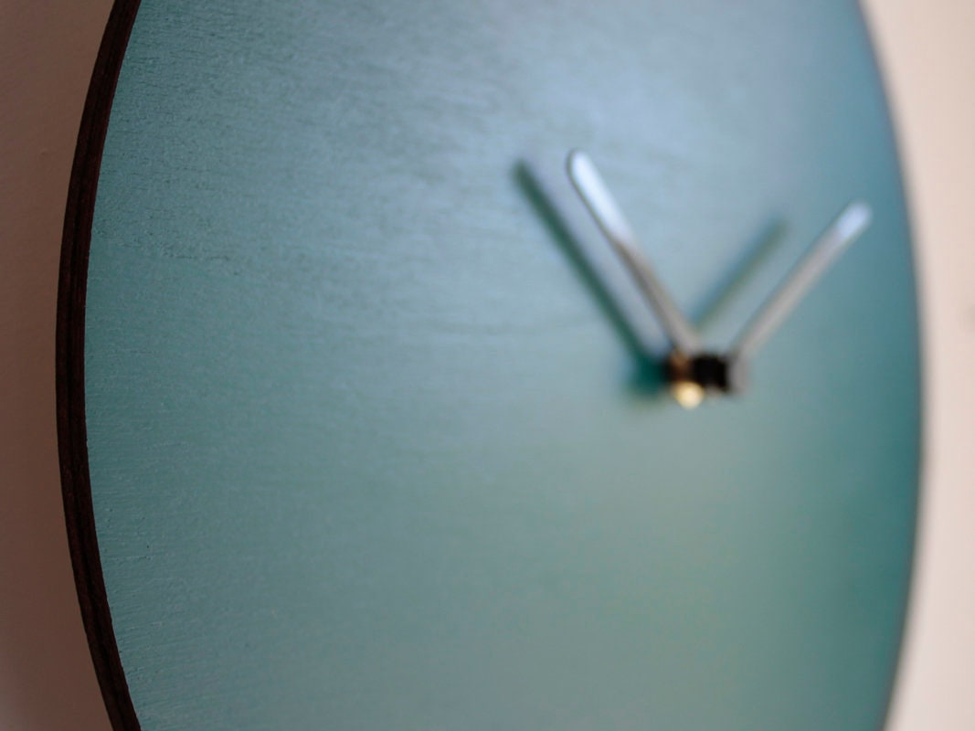 Laser Cut Wood Wall Clock Inspired by the Golden Angle in Teal Silent ...