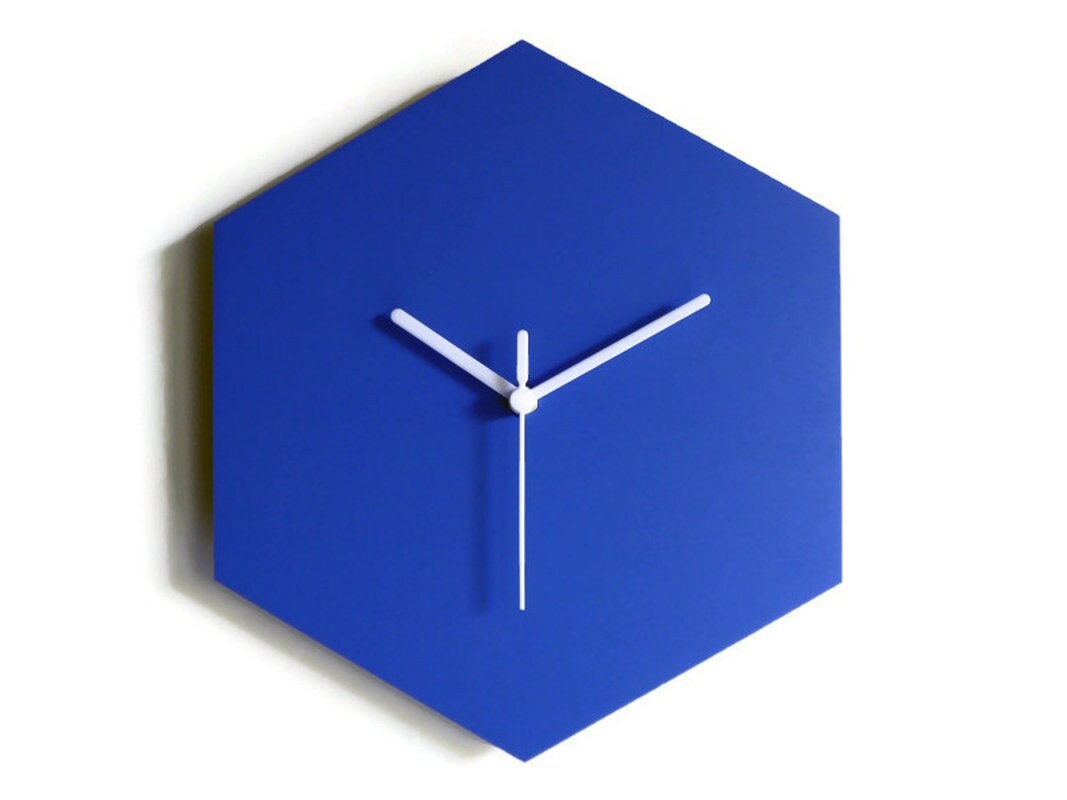 Small Hexagonal Clock, Wooden Black Timepiece, Minimal Wall Decor With ...