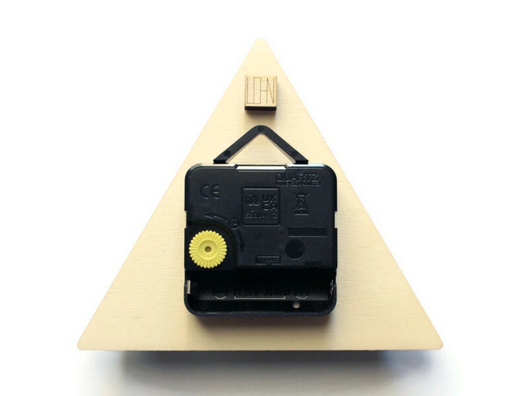 Chic Small Triangle Clock and Wooden Teal Timepiece, Minimal Wall Decor ...